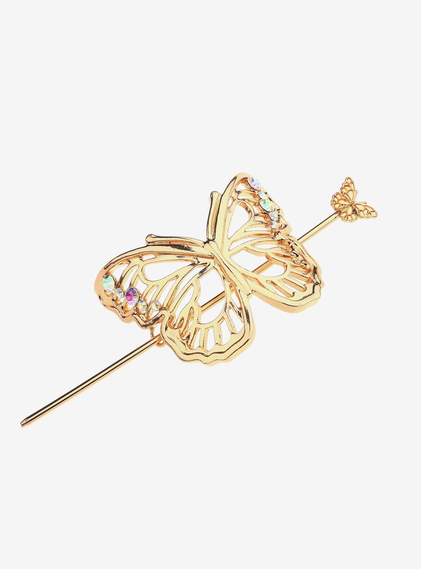 Gold Butterfly Bun Pin | Hot Topic