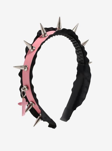 Pink & Black Spike Headband | Hot Topic