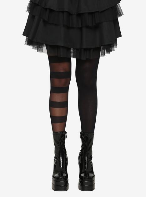 Black Stripe Split Tights | Hot Topic