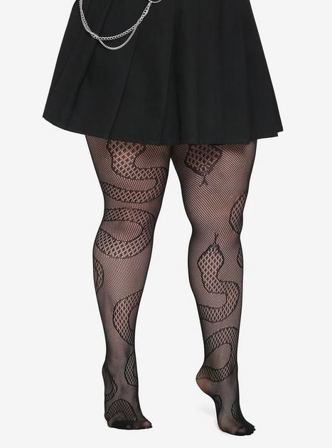 Black Snake Fishnet Tights Plus Size | Hot Topic