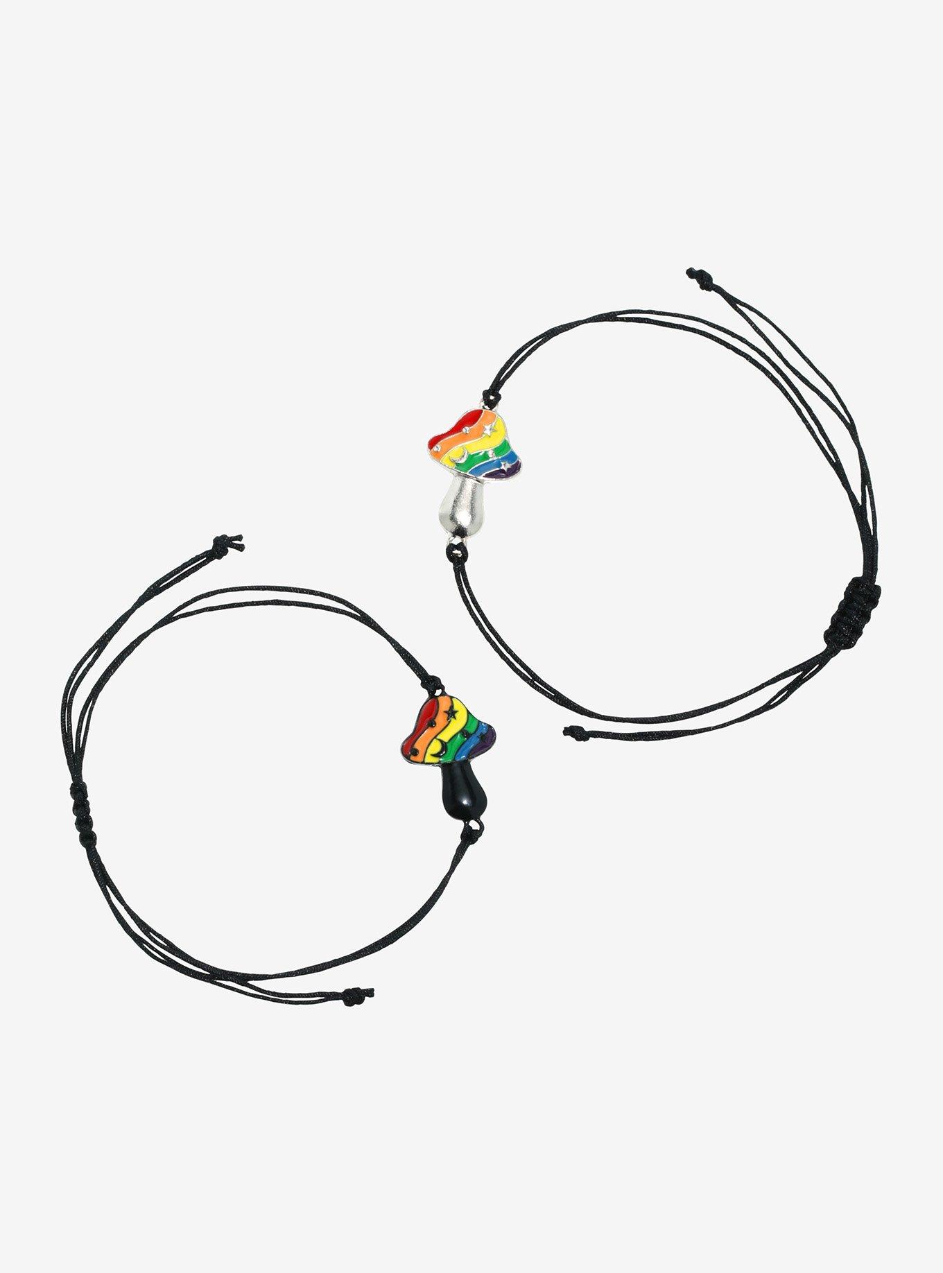 Rainbow Mushroom Best Friend Cord Bracelet Set | Hot Topic