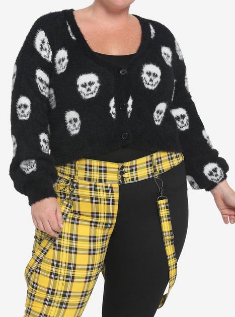Skulls Crop Fuzzy Cardigan Plus Size | Hot Topic