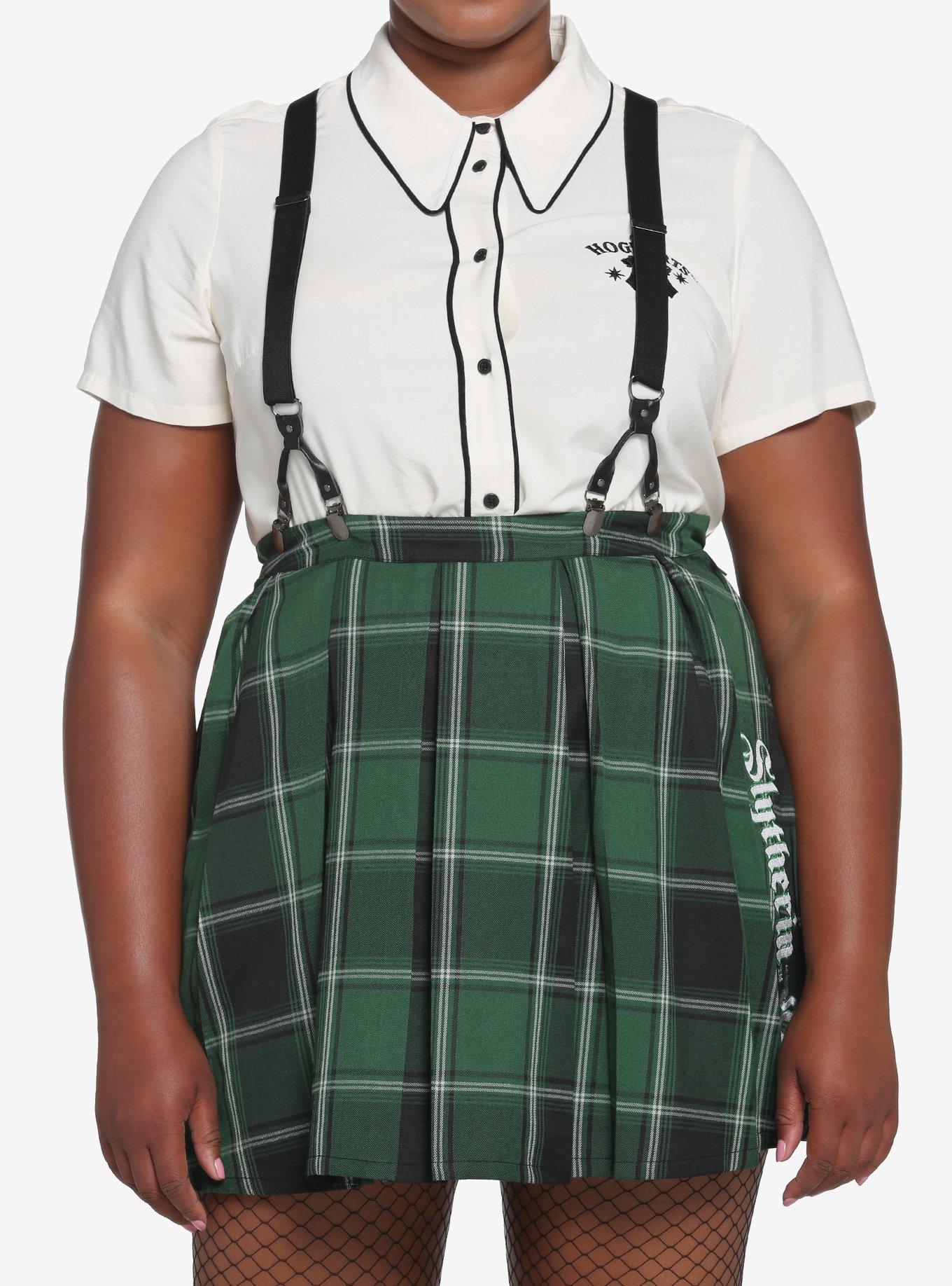 Harry Potter Slytherin Pleated Suspender Skirt Plus Size | Hot Topic