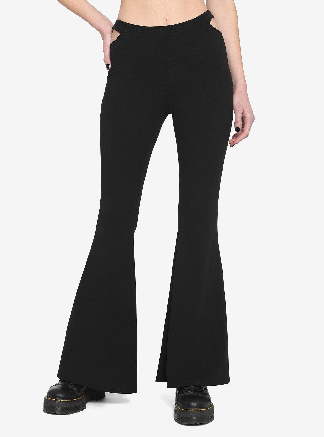 Black Side Cutout Girls Flare Pants | Hot Topic