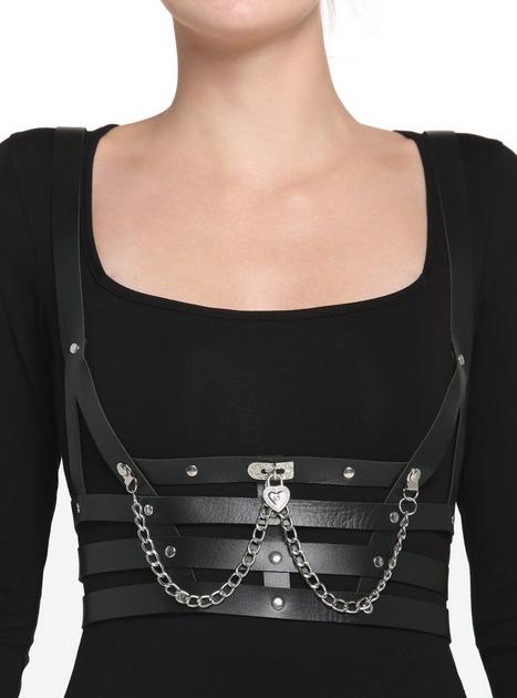 Black Heart Lock & Chain Body Harness | Hot Topic