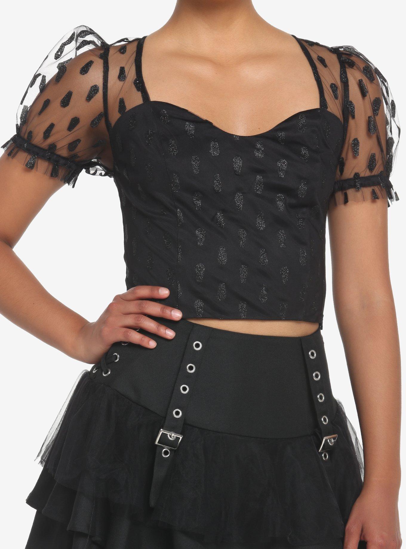 Coffin Glitter Mesh Top | Hot Topic