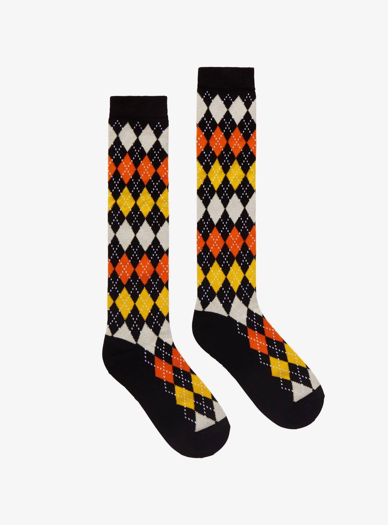 Orange Argyle Knee-High Socks | Hot Topic