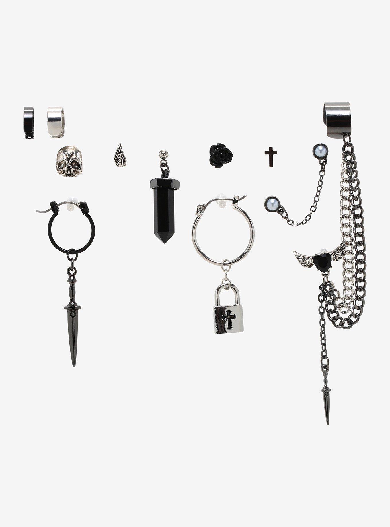 Wing Heart Dagger Mismatch Earring Set | Hot Topic