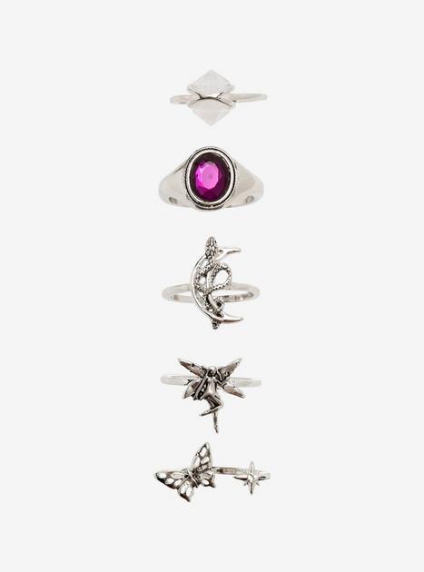 Purple Gem Fairy Crystal Ring Set | Hot Topic