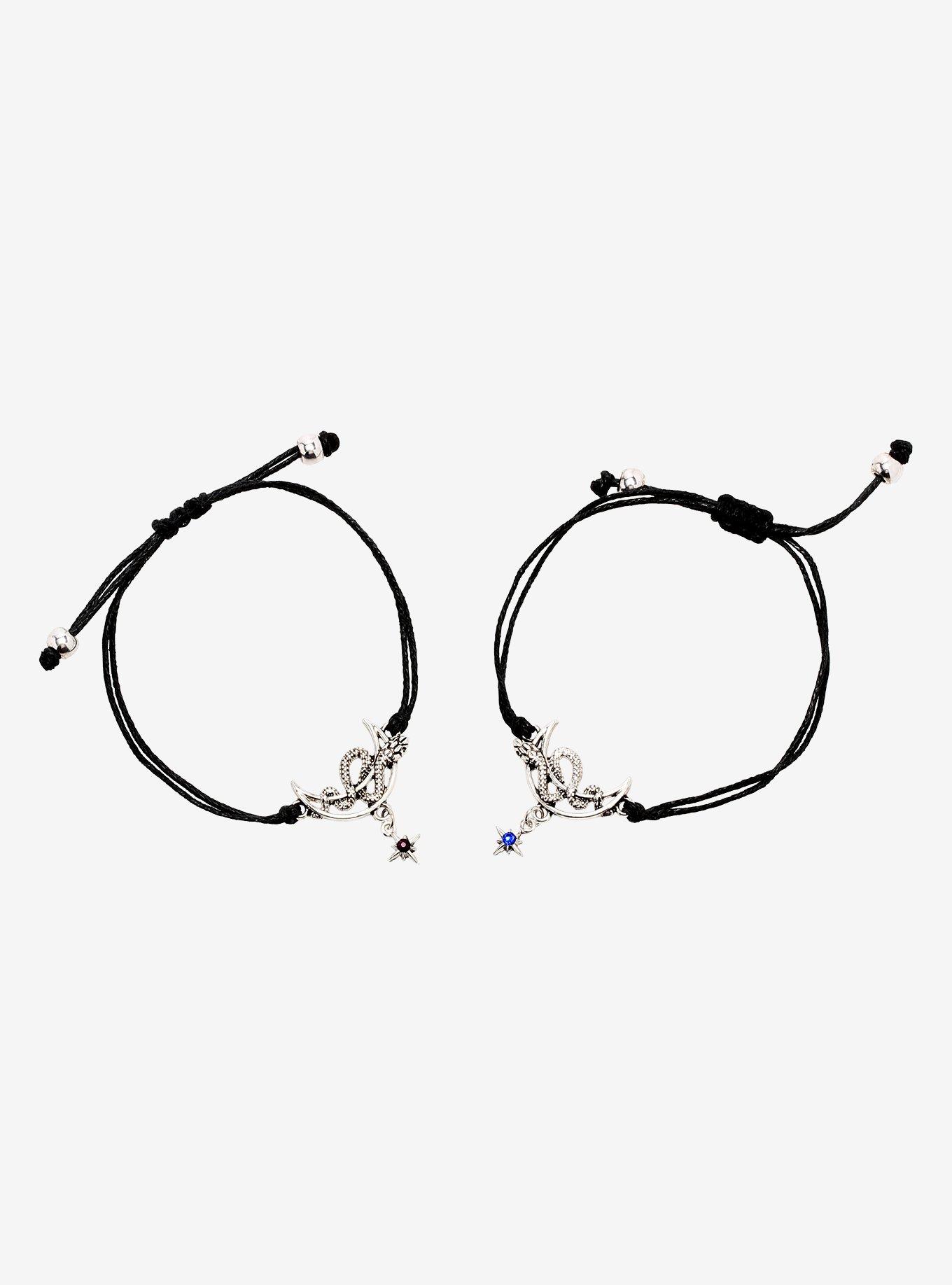 Crescent Moon Snake Gem Best Friend Cord Bracelet Set | Hot Topic