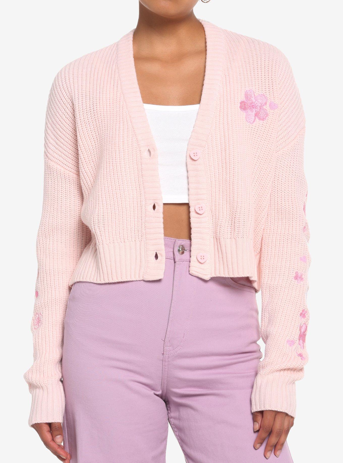 Pink Sakura Girls Oversized Crop Cardigan Hot Topic