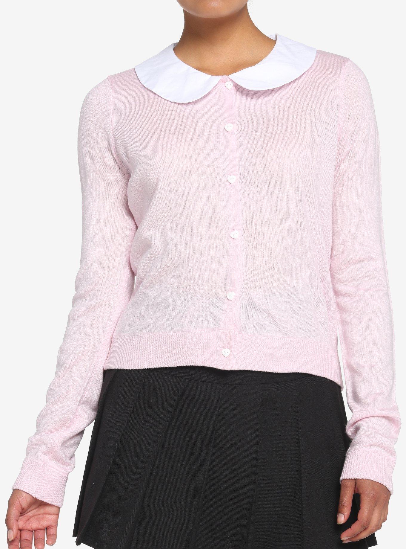 Pink Collared Girls Crop Cardigan | Hot Topic