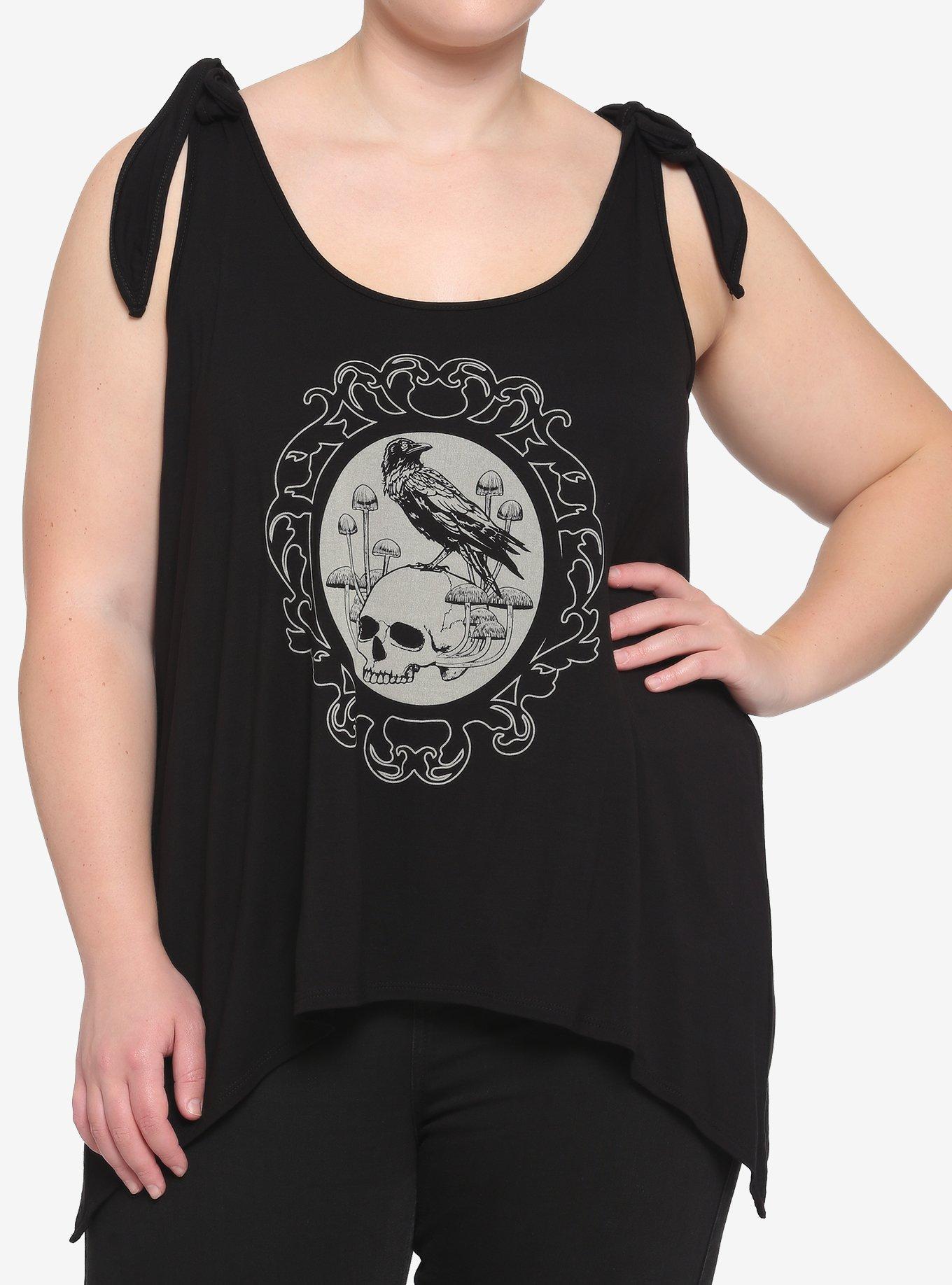 Raven Cameo Shark Bite Girls Tank Top Plus Size | Hot Topic