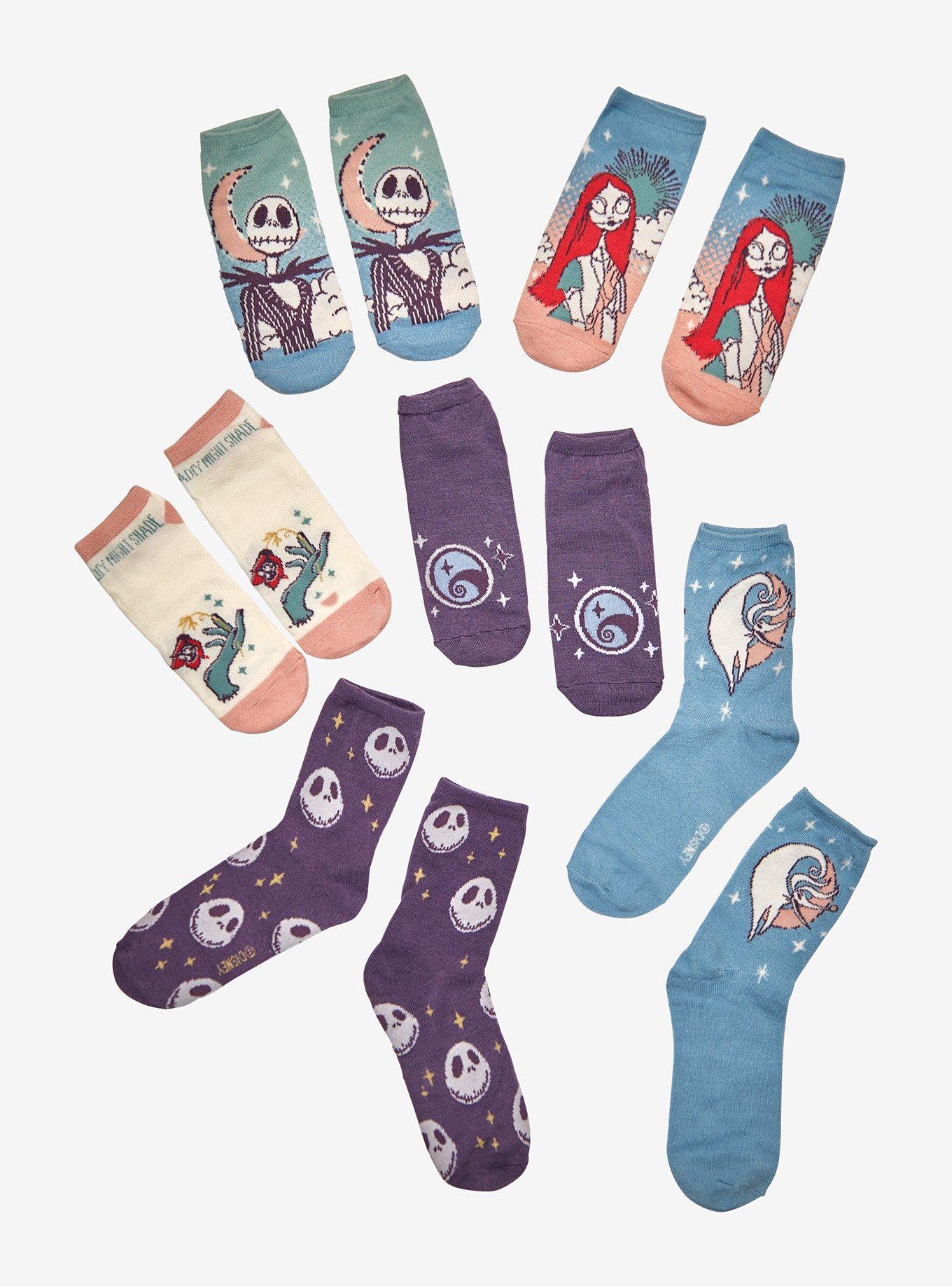 Disney The Nightmare Before Christmas Jack & Sally Colorful Sock Set 6 ...