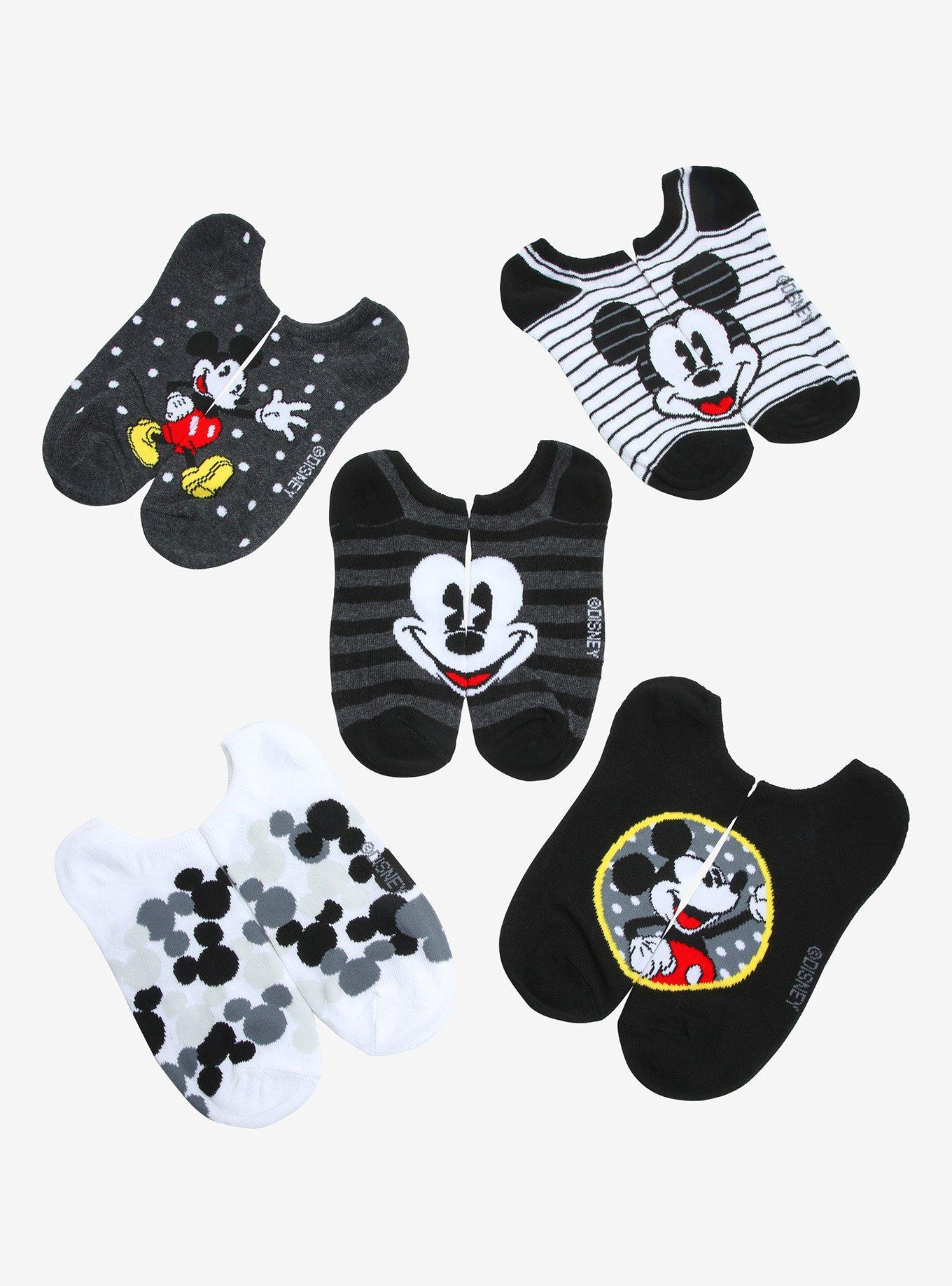 Disney Mickey Mouse Face No-Show Socks 5 Pair | Hot Topic
