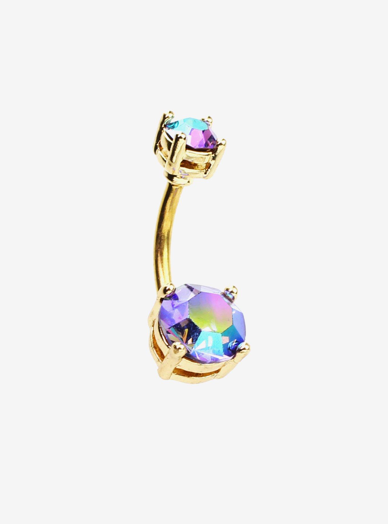 14G Steel Purple Iridescent Navel Barbell | Hot Topic