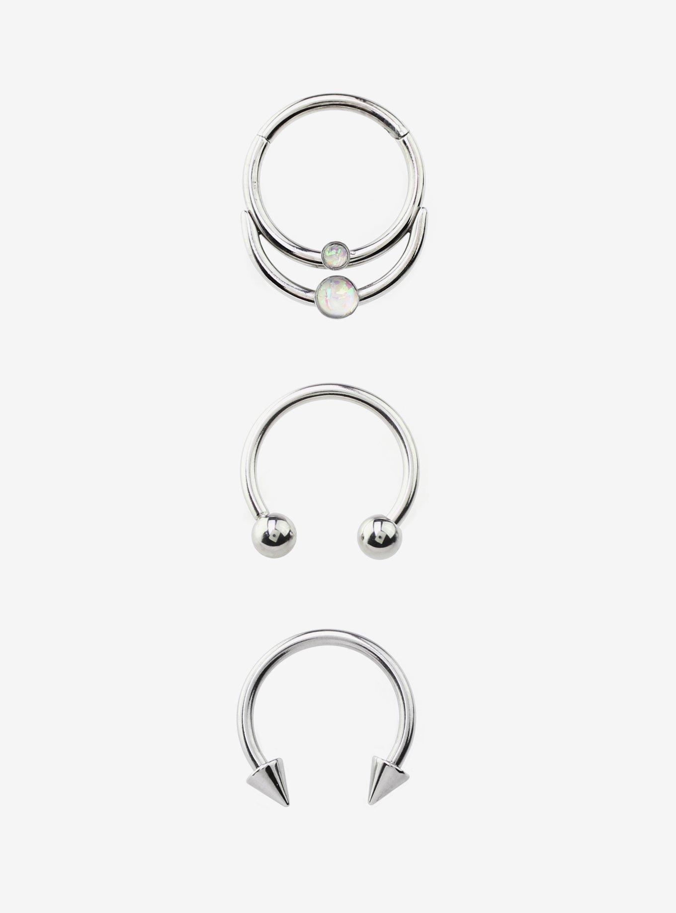 16G Steel Opal Circular Barbell & Captive Hoop 3 Pack | Hot Topic