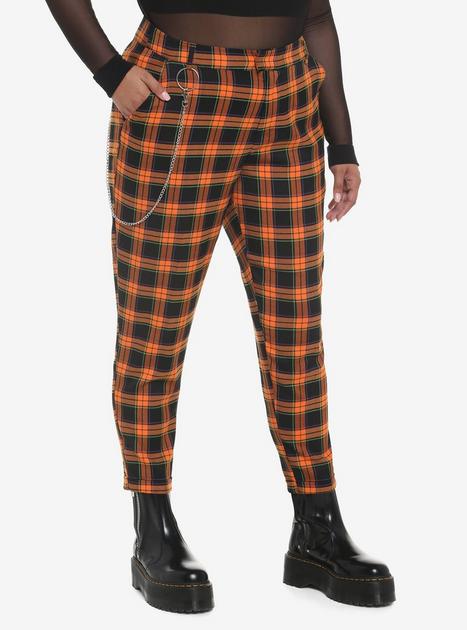 Orange Plaid Side Chain Pants Plus Size | Hot Topic