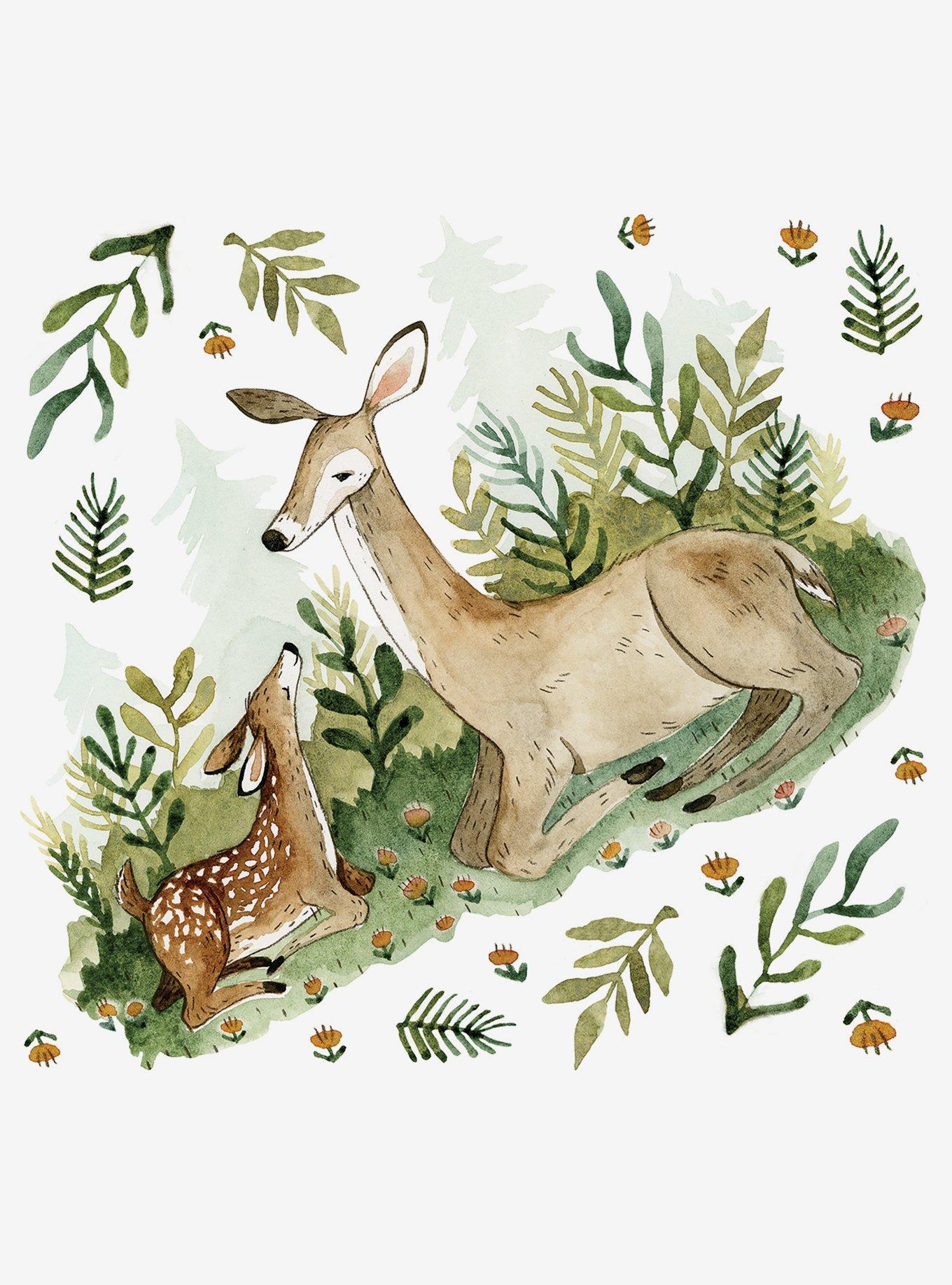 Mama And Baby Woodland Deer Peel And Stick Giant Wall Decals | BoxLunch