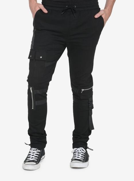 Black Zipper Jogger Pants Hot Topic