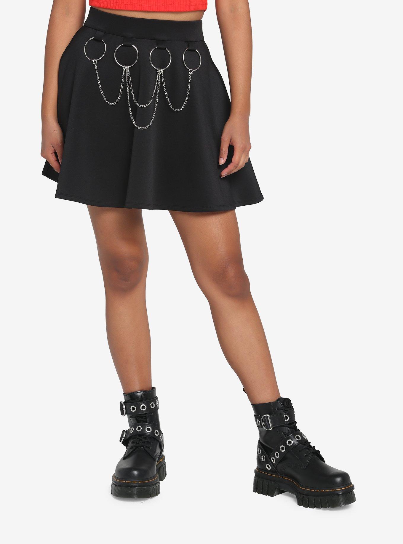Black Multi O Ring Chain Skirt Hot Topic