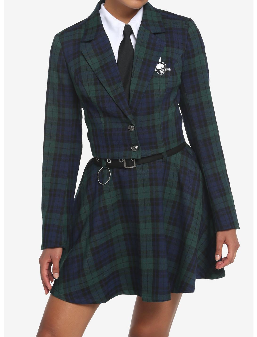 Green & Blue Plaid Girls Crop Blazer | Hot Topic Green & Blue Plaid Girls Crop Blazer | Hot Topic