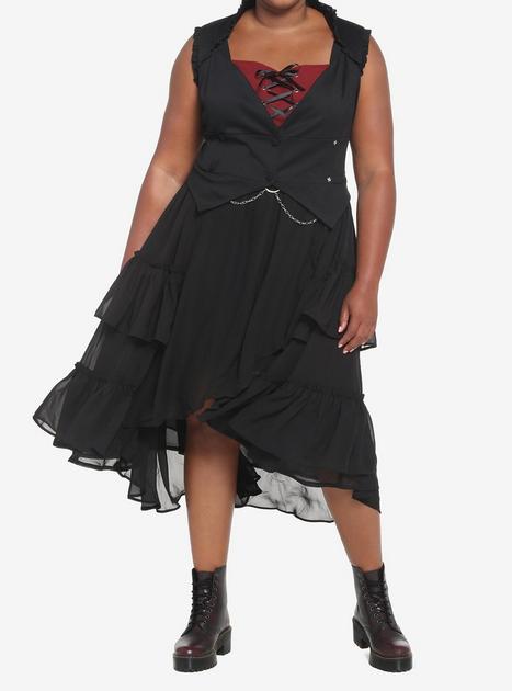 Chiffon Tiered Double-Breasted Hi-Low Girls Vest Plus Size | Hot Topic