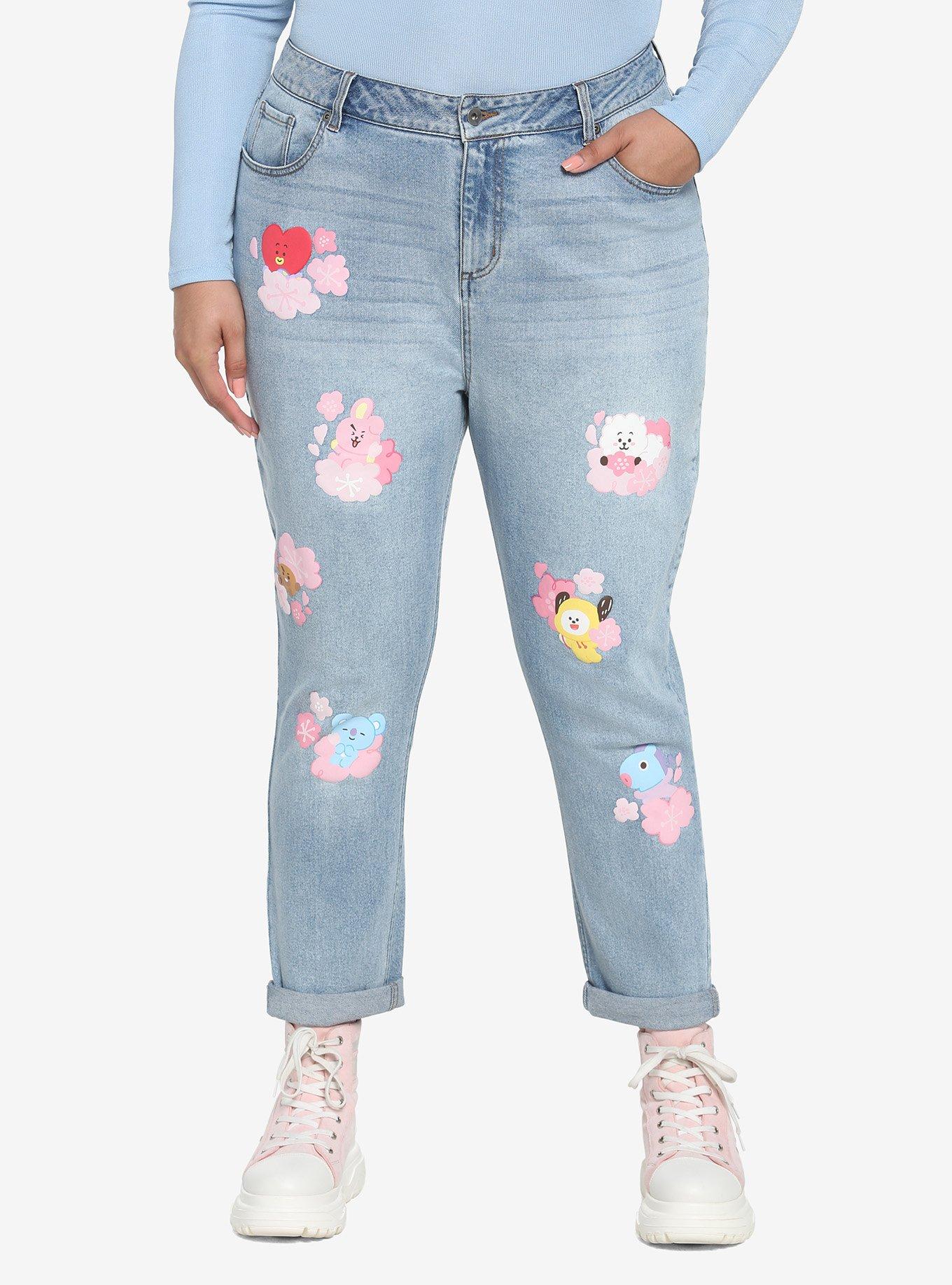 Bt21 Cherry Blossom Mom Jeans Plus Size Hot Topic