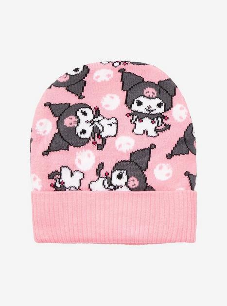 Kuromi Pink Skull Toss Beanie | Hot Topic
