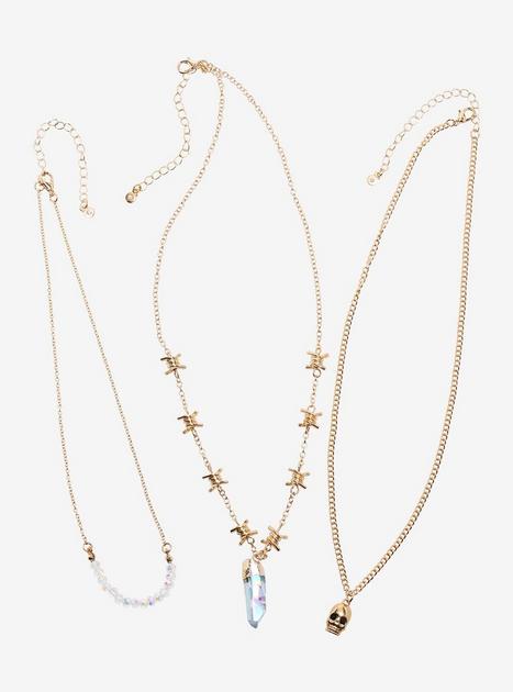 Barbed Wire Skull Opalescent Necklace Set | Hot Topic