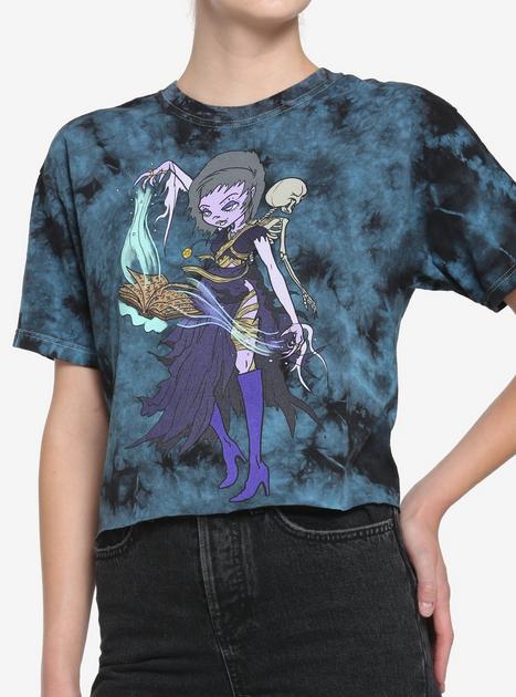 Witch Skeleton Blue Wash Girls Crop T-Shirt By Teen Hearts | Hot Topic
