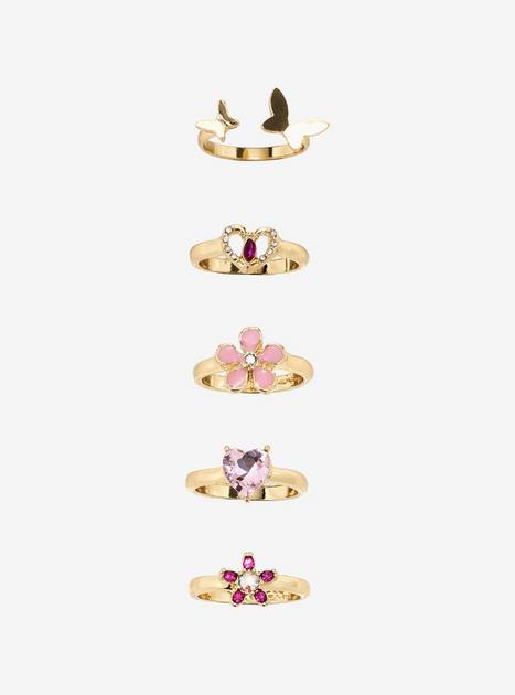 Sakura Heart Gem Ring Set | Hot Topic