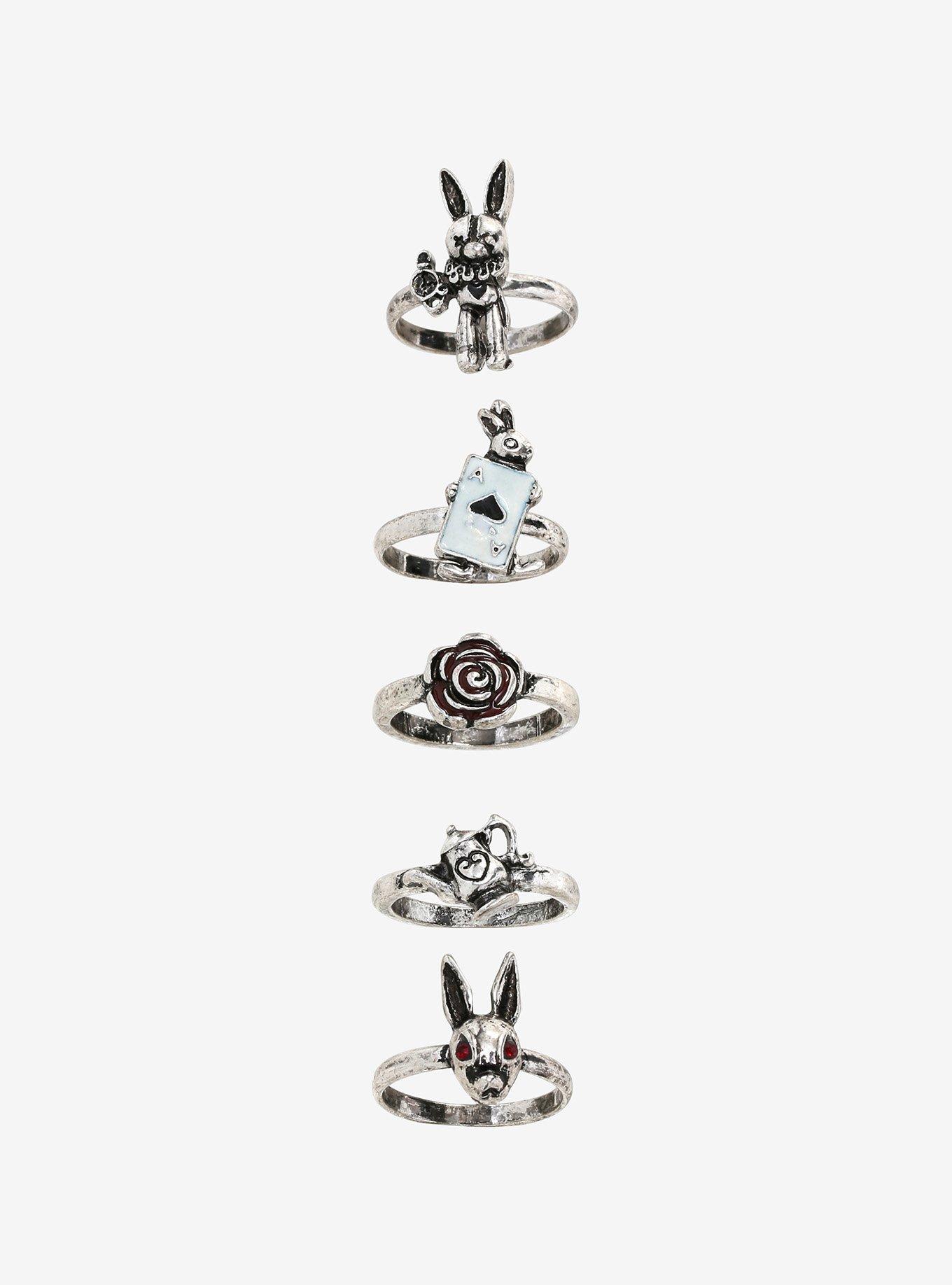 Rabbit Red Rose Teapot Ring Set | Hot Topic