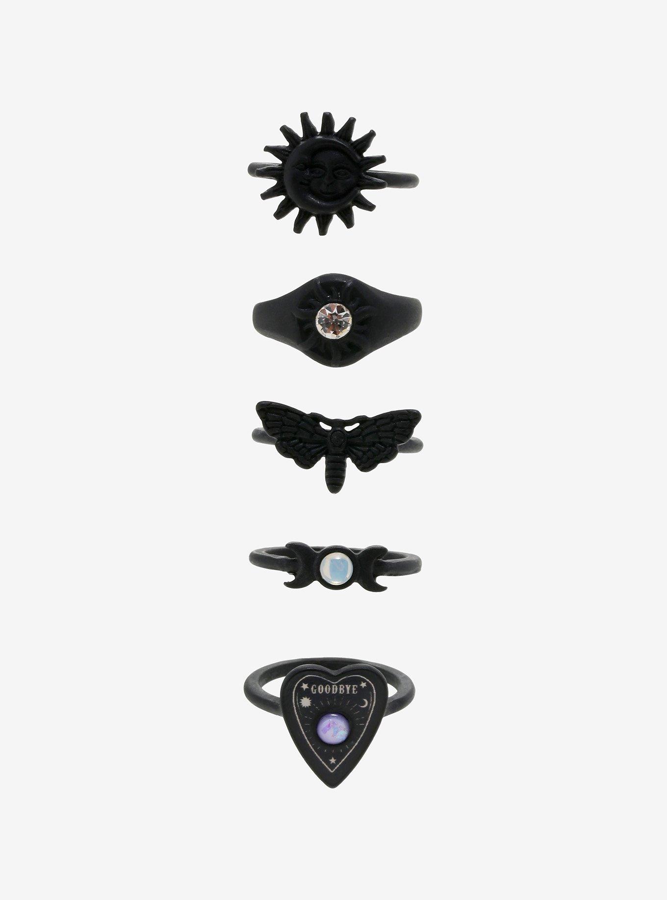 Black Planchette Celestial Ring Set | Hot Topic