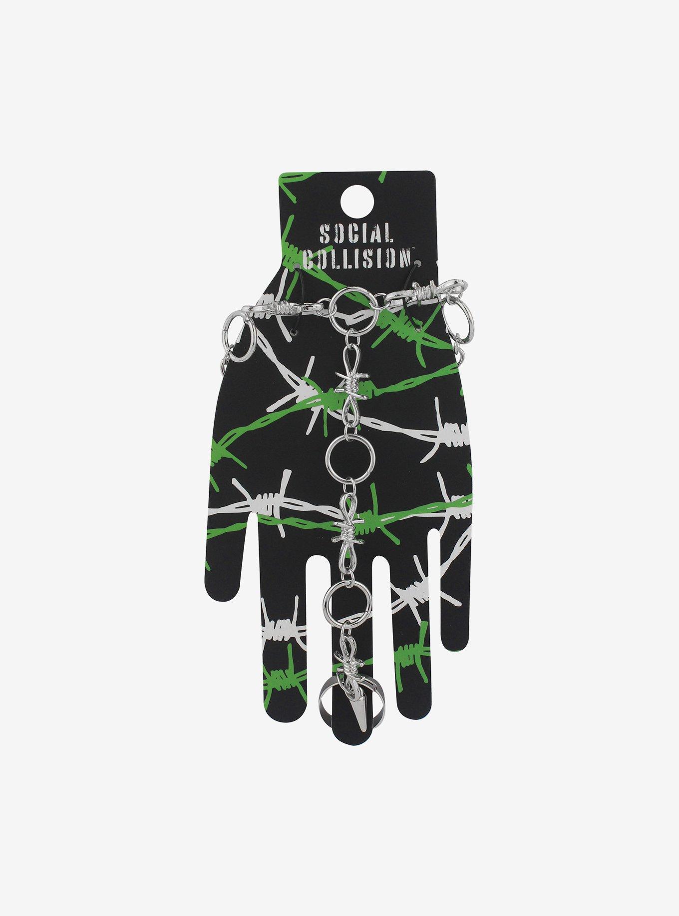 Barbed Wire Spike Hand Ring Bracelet | Hot Topic