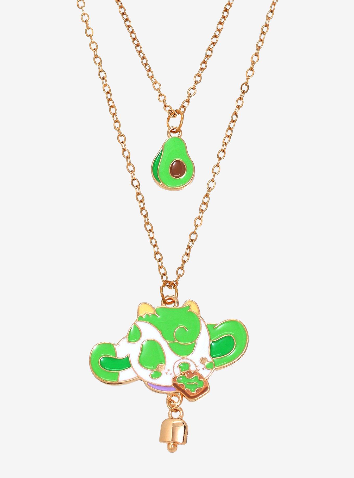 Green Avocado Cow Necklace By Bright Bat Design | Hot Topic