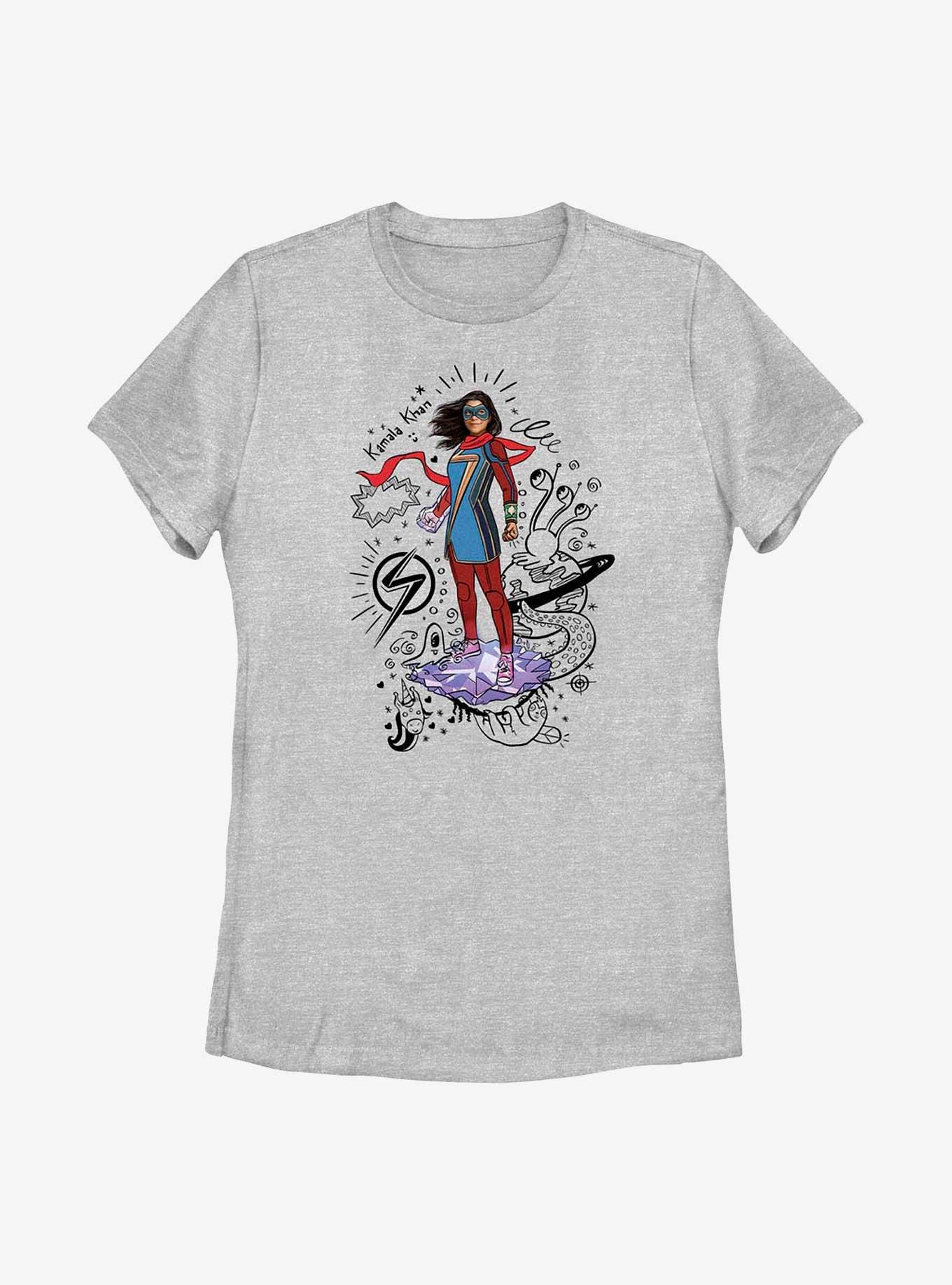 Marvel Ms. Marvel Hero Scribbles Womens T Shirt