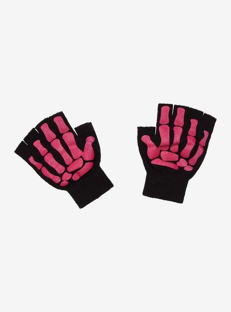Pink Skeleton Fingerless Gloves | Hot Topic