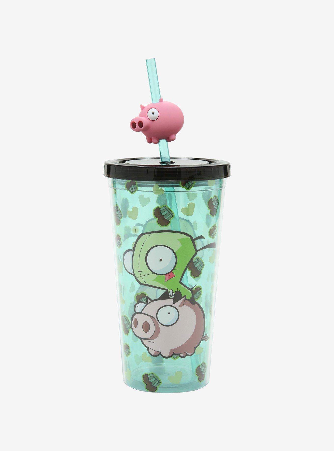 Invader Zim GIR Pig Topper Acrylic Travel Cup | Hot Topic