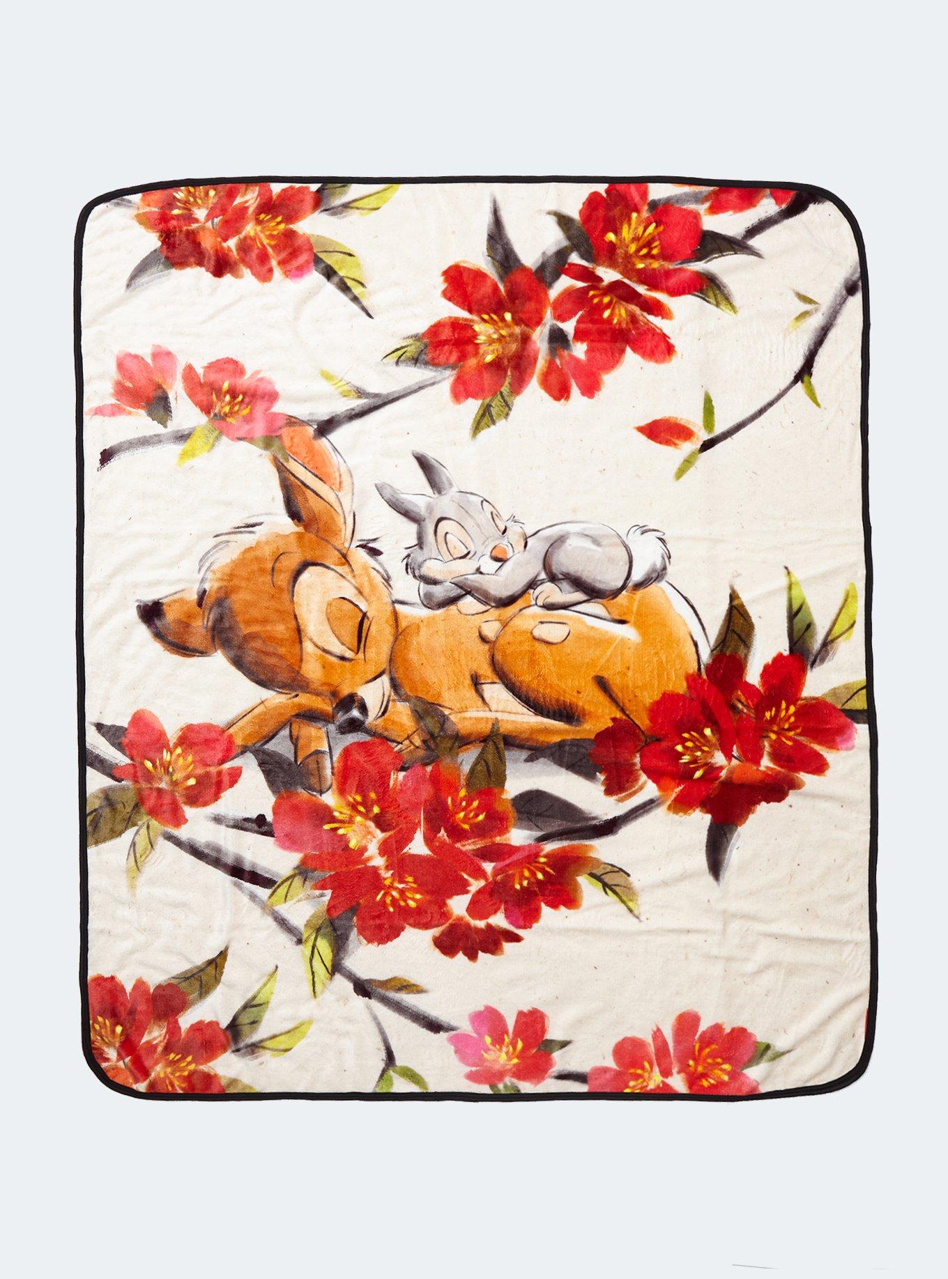 Disney Bambi Napping Floral Throw Blanket | Hot Topic