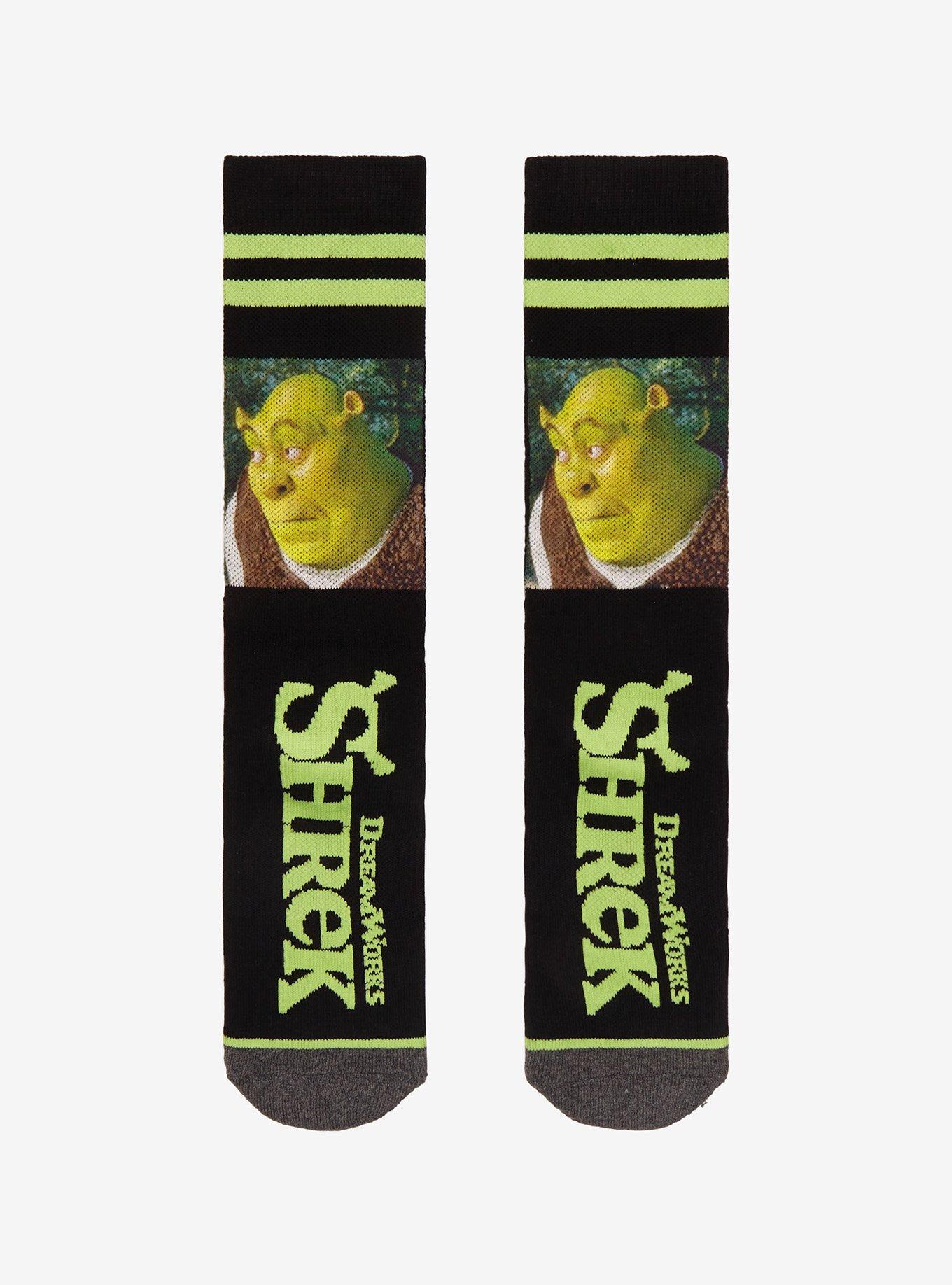 Shrek Meme Face Varsity Stripe Crew Socks | Hot Topic