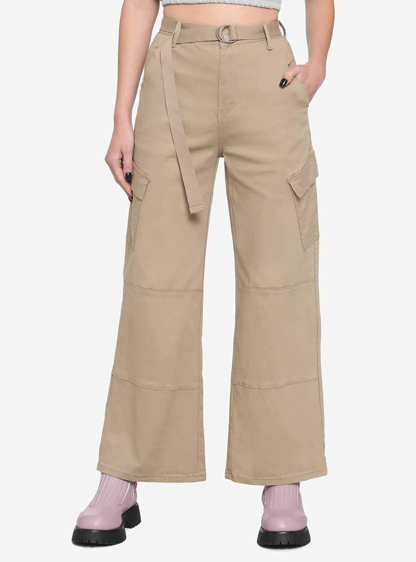Khaki D-Ring Belt Straight Leg Cargo Pants | Hot Topic