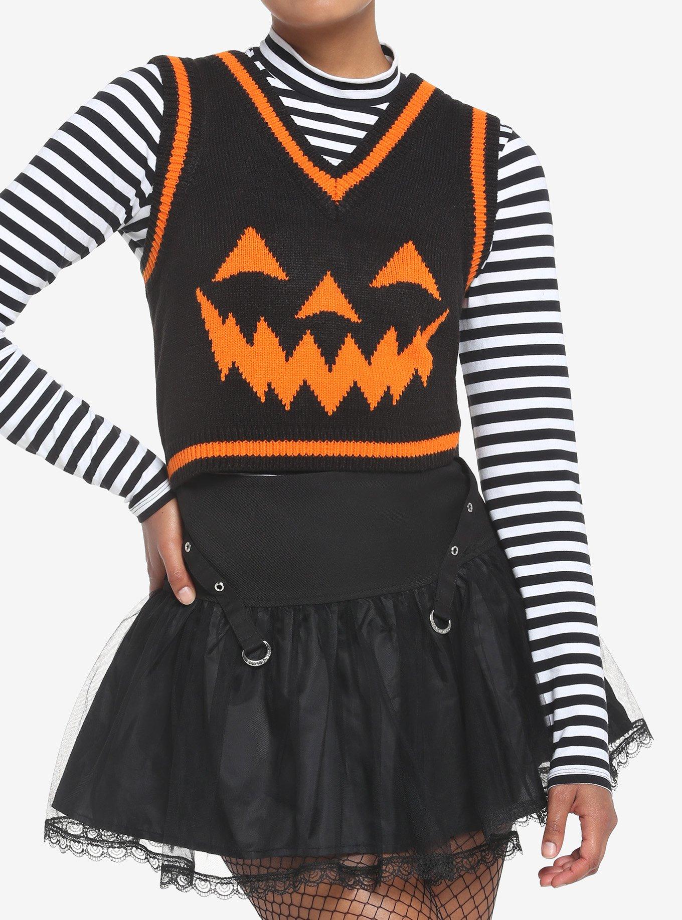Black & Orange Pumpkin Girls Sweater Vest | Hot Topic