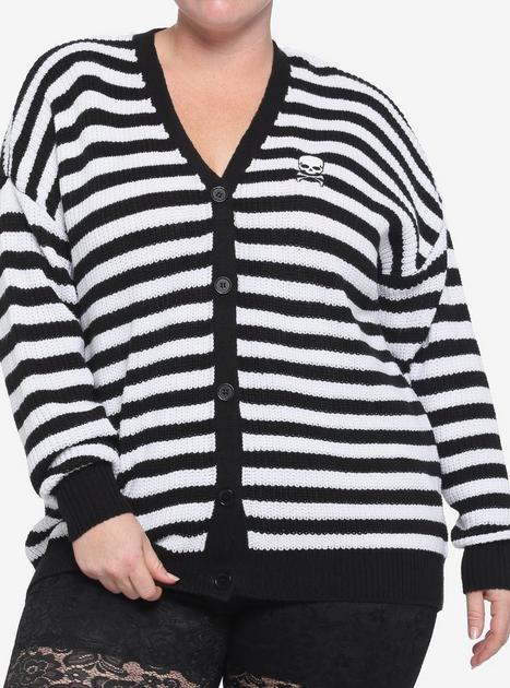 Black And White Stripe Skull Girls Cardigan Plus Size Hot Topic