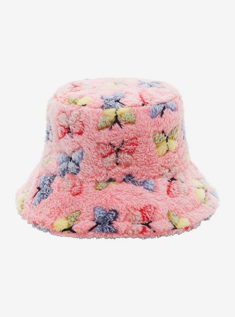 Pink Butterfly Fuzzy Bucket Hat | Hot Topic