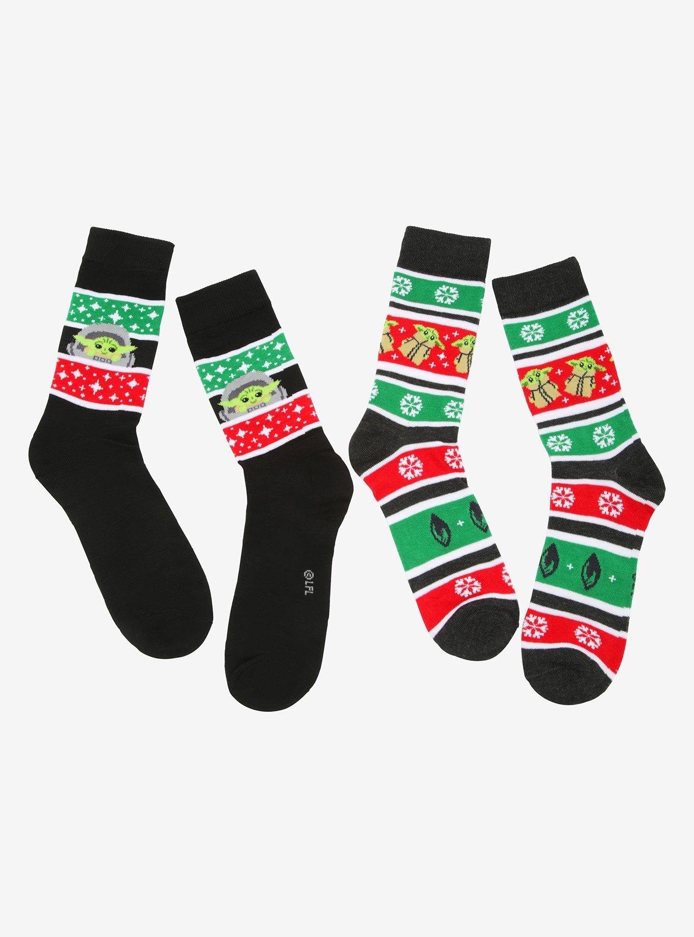 Star Wars The Mandalorian Grogu Christmas Crew Sock Set 2 Pair | Hot Topic