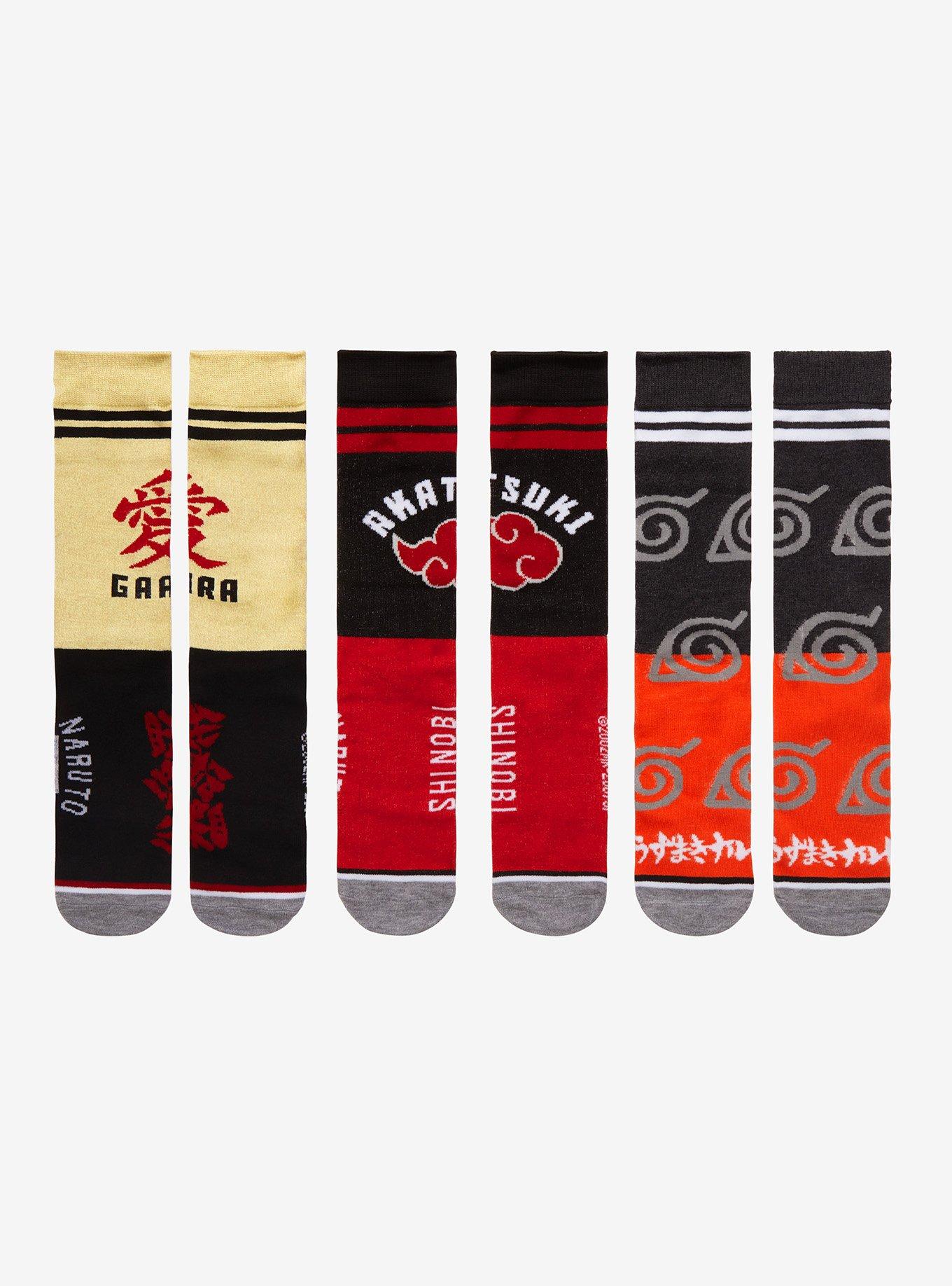 Naruto Shippuden Character Icons Crew Socks 3 Pair | Hot Topic