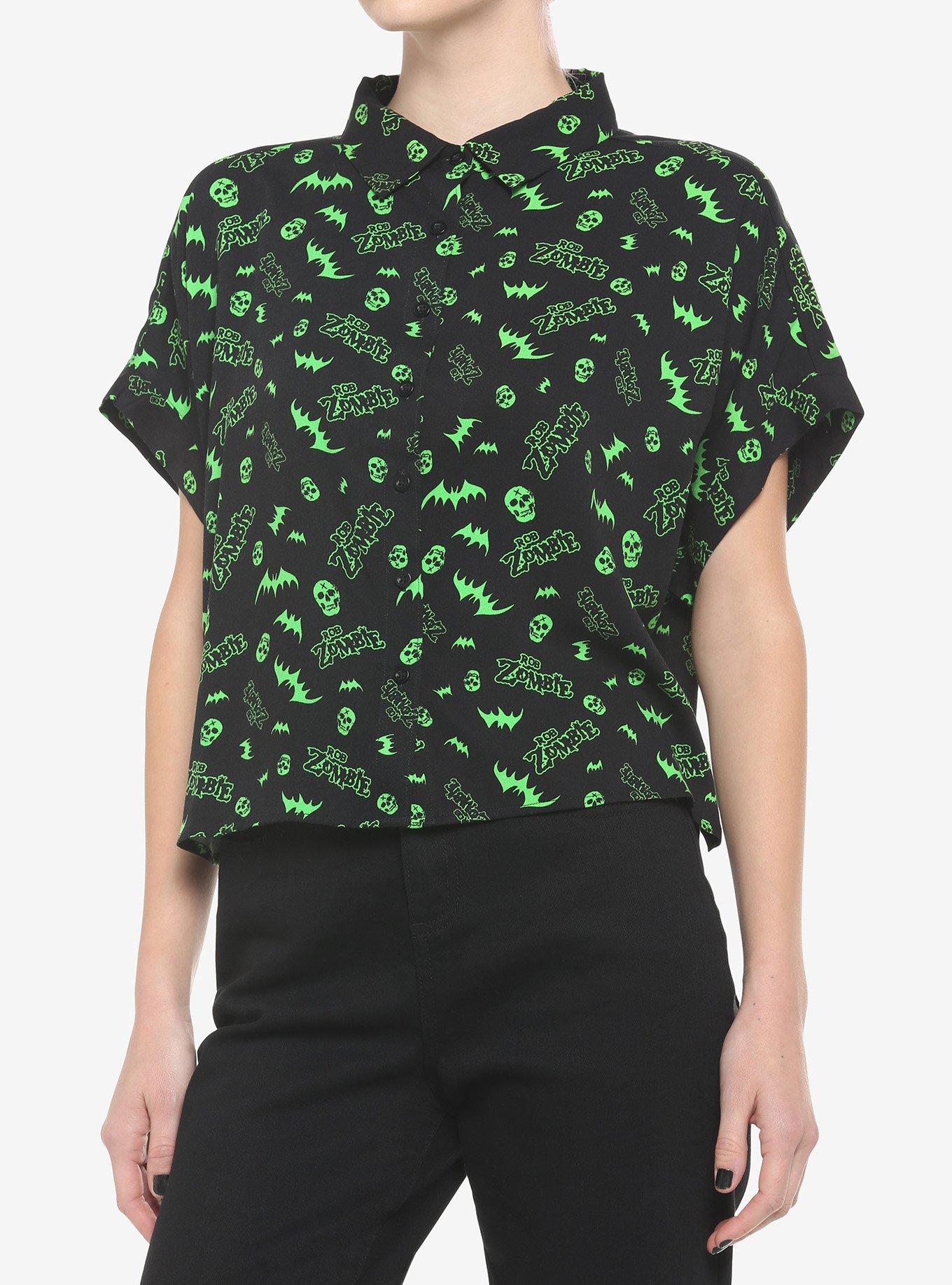Rob Zombie Bats & Skulls Girls Woven Button-Up | Hot Topic