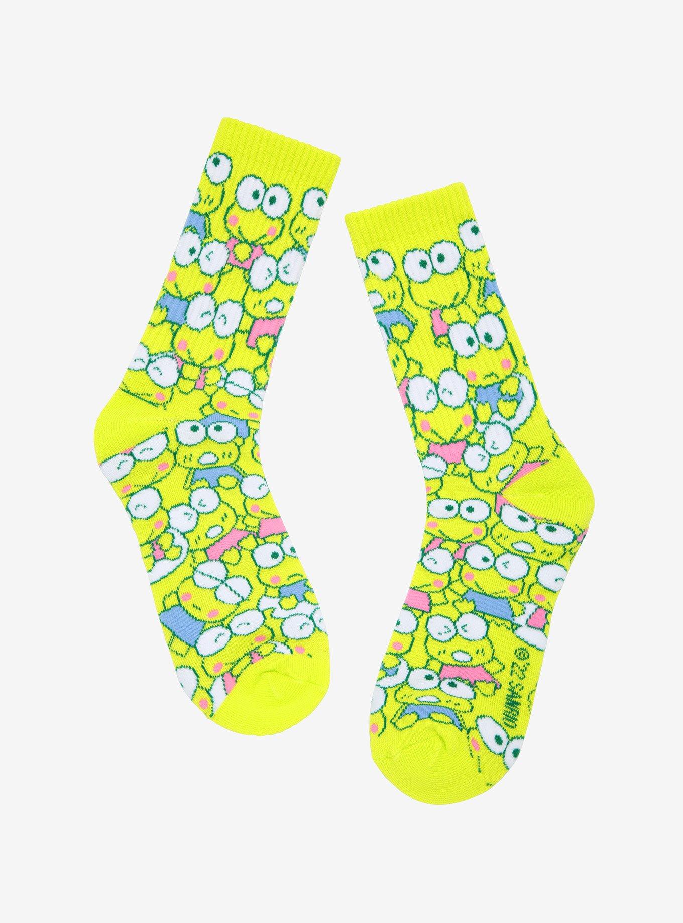 Keroppi Collage Neon Crew Socks | Hot Topic