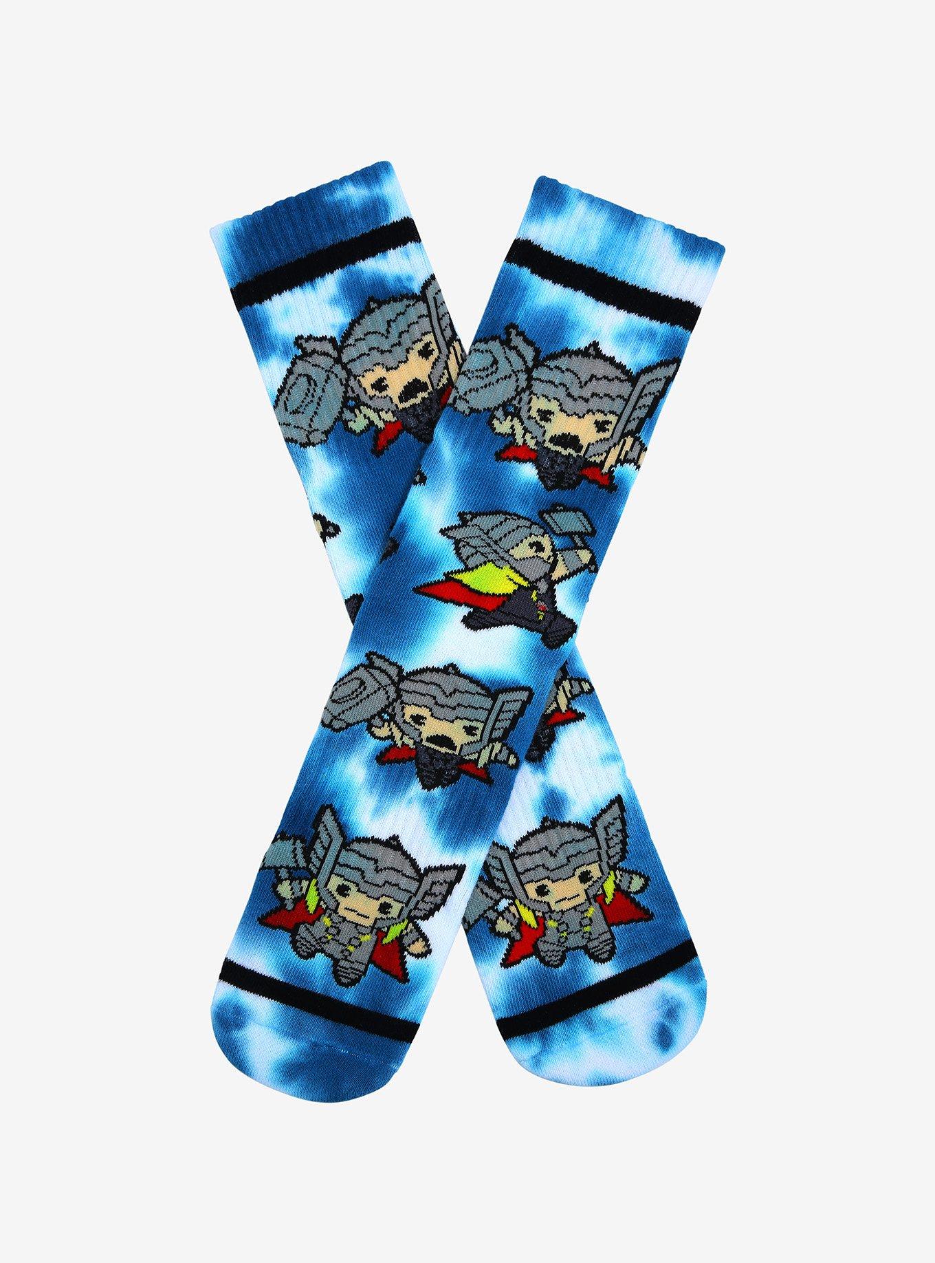 Marvel Thor Chibi Tie-Dye Crew Socks - BoxLunch Exclusive | BoxLunch